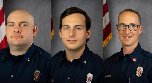 Palm Coast Fire Department's Caleb Dann, Brandon Davis and Gunner ...